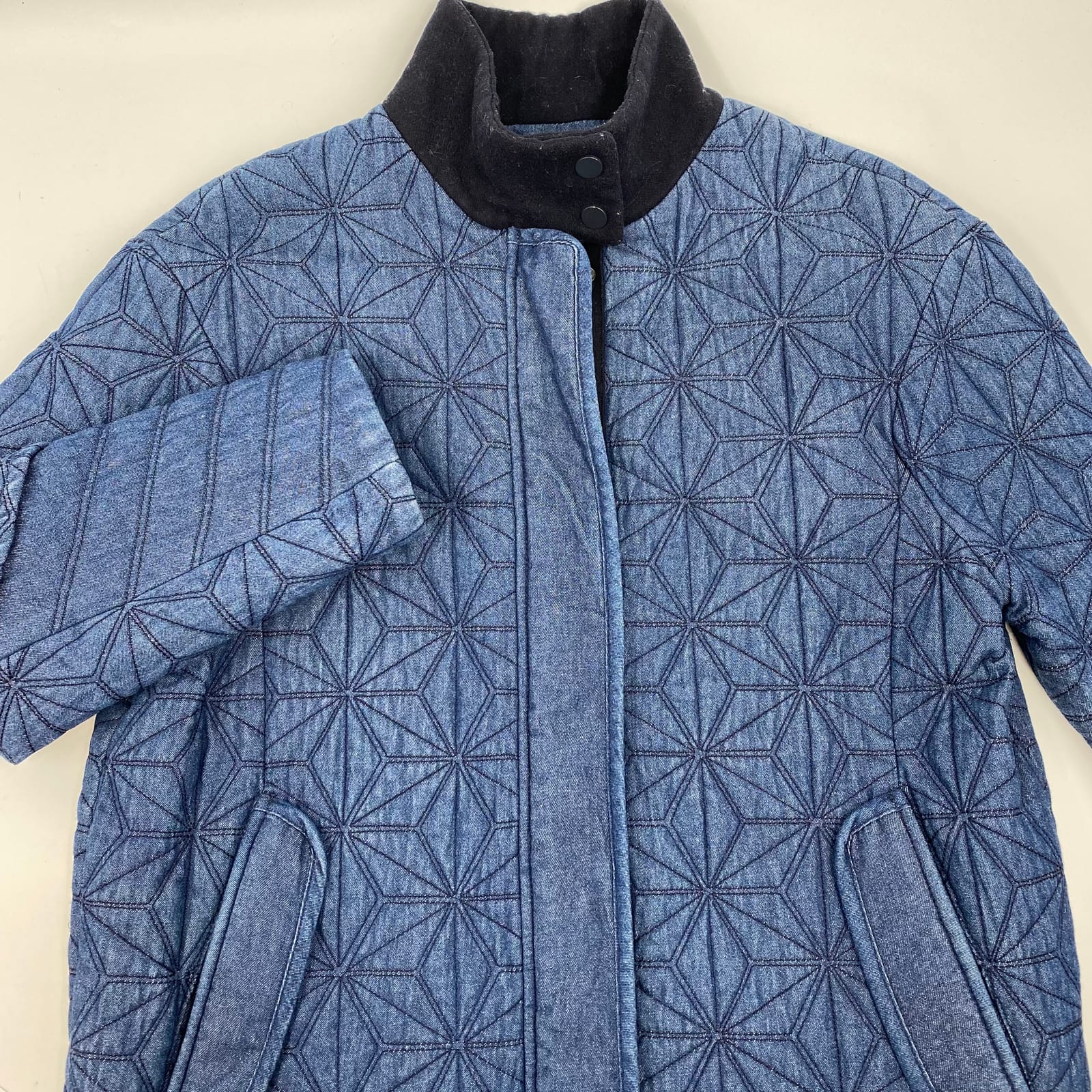 EnC Blue Quilted Denim Jacket EnC Blue Quilted Denim Jacket Size OS ...