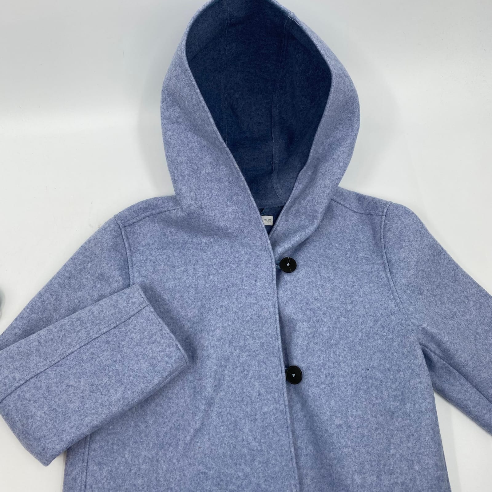 Mango Blue Hooded Button Closure Jacket Mango Blue Hooded Button ...