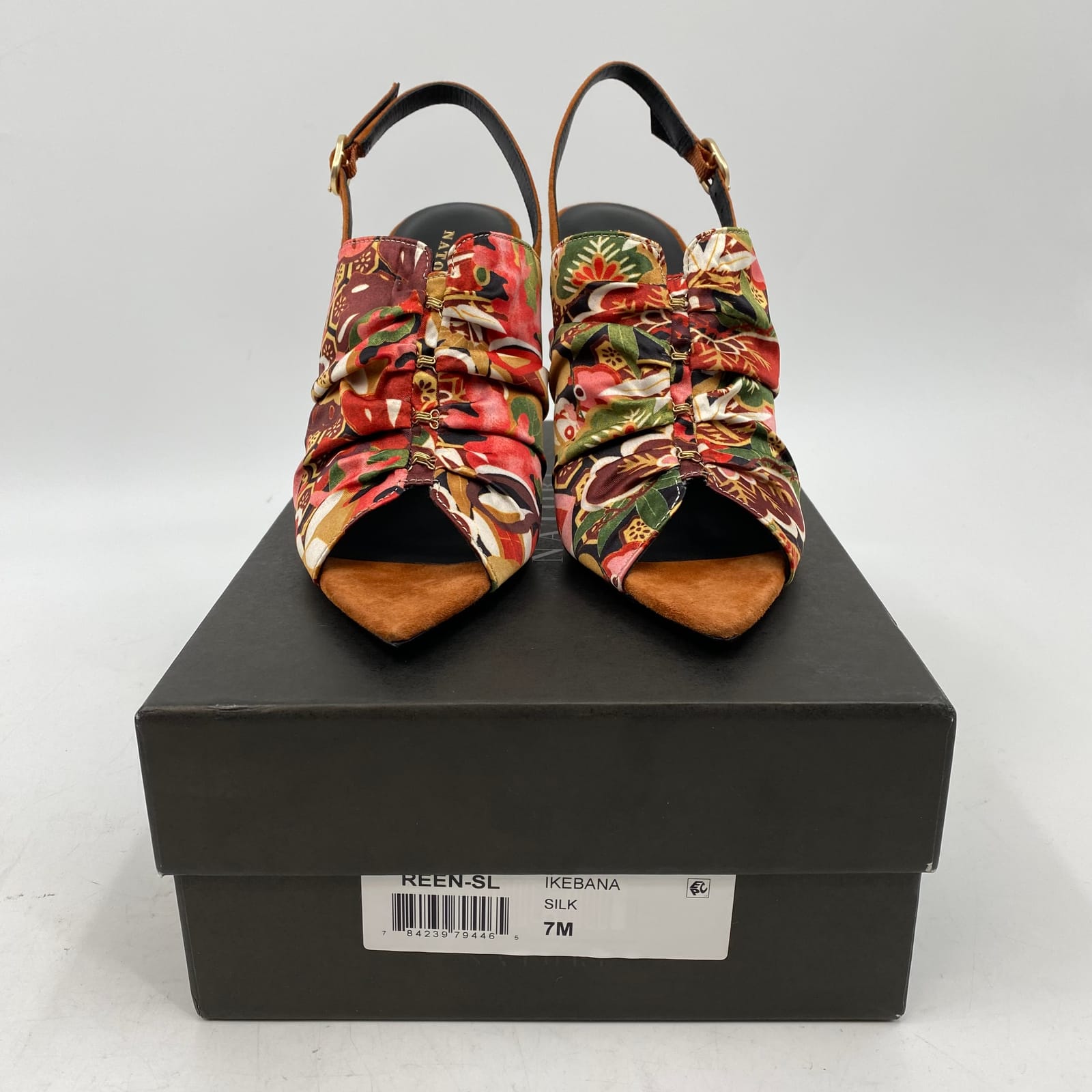 Natori Brown Red Slingback Peep Toe Heels Natori Brown Red Slingback ...