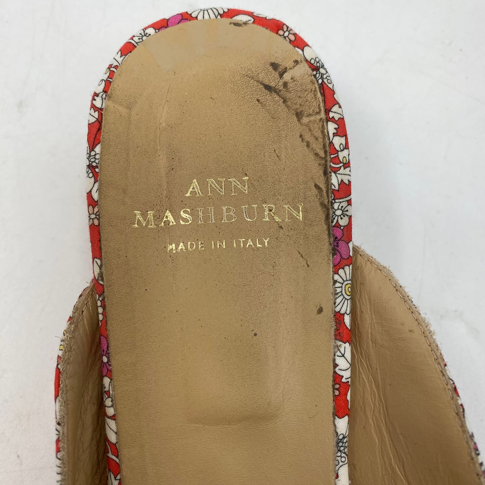 ANN MASHBURN Red Floral Flat Shoes ANN MASHBURN Red Floral Flat Shoes ...