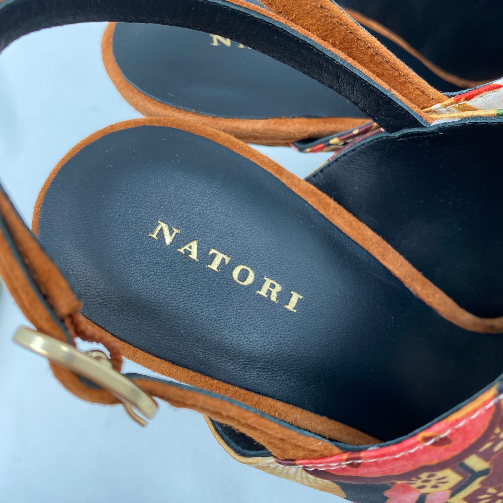 Natori Brown Red Slingback Peep Toe Heels Natori Brown Red Slingback ...