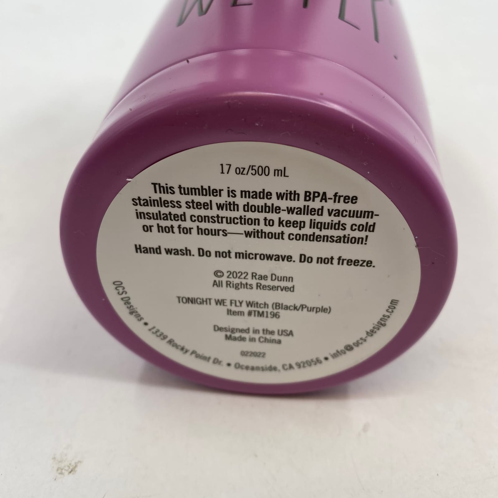 Rae Dunn Purple Black Tonight We Fly 17oz Travel Tumbler Rae Dunn ...