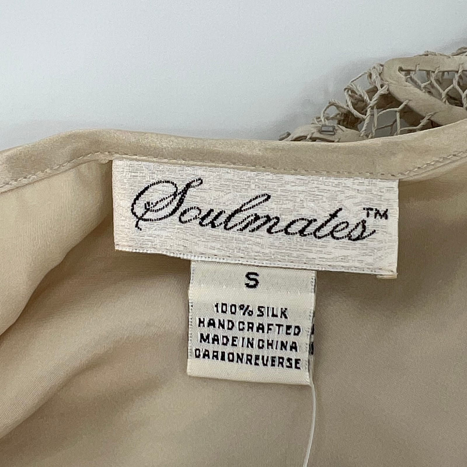 Soulmates Tan Silk Beaded Dress Soulmates Tan Silk Beaded Dress Size S ...