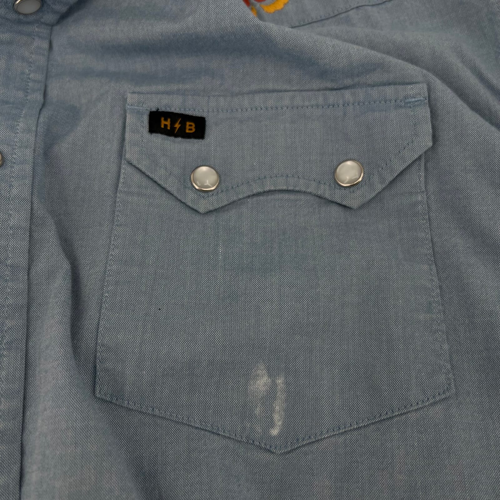 Howler Blue Button-Up Top with Embroidered Flowers Howler Blue Button ...