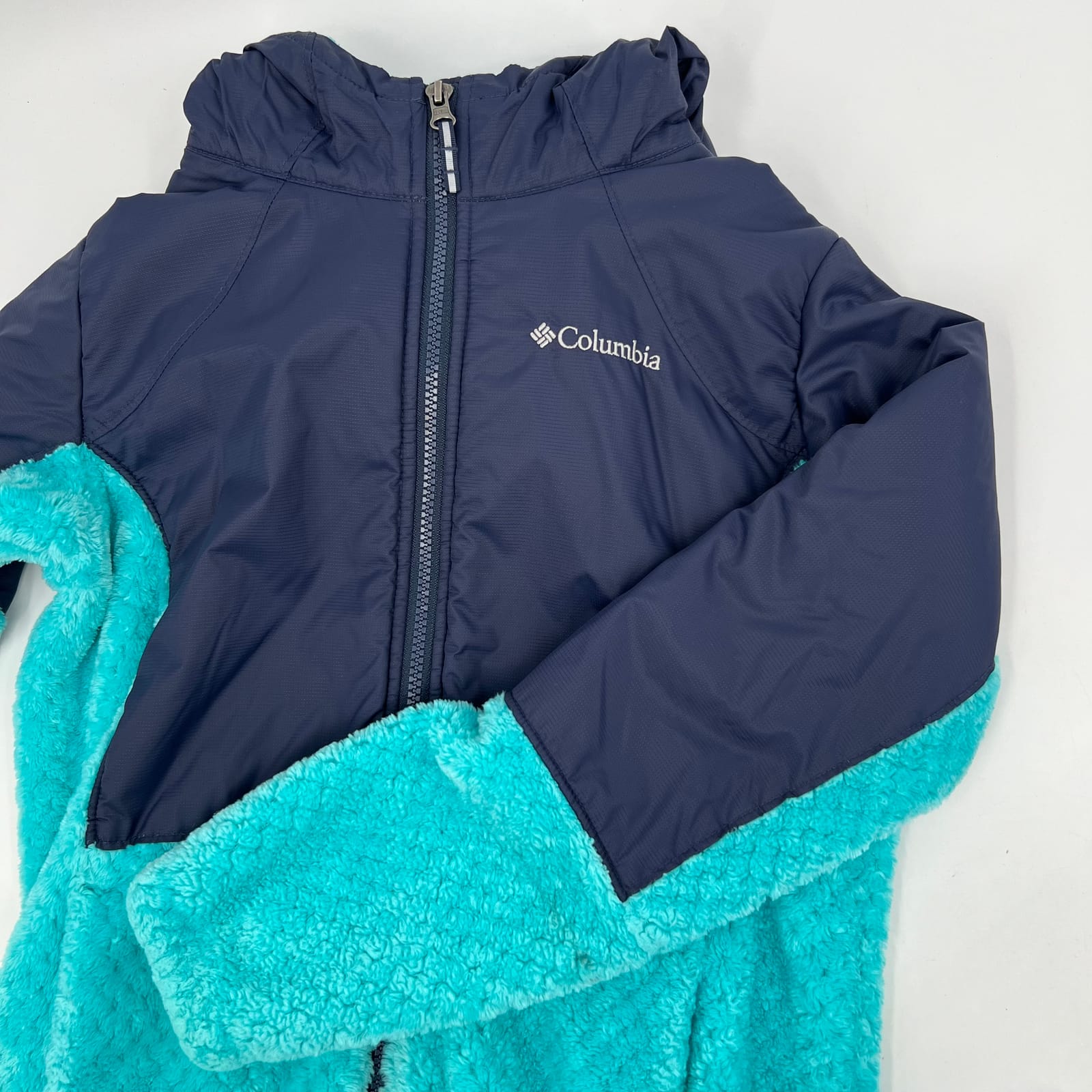 Columbia Aqua Navy Fuzzy Jacket Columbia Aqua Navy Fuzzy Jacket Size 14 ...