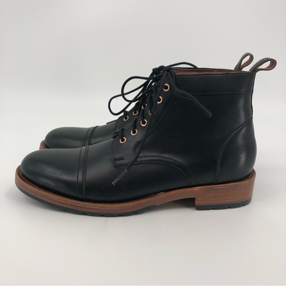 Patina Black & Brown Leather Lace Up Boots Patina Black & Brown Leather ...