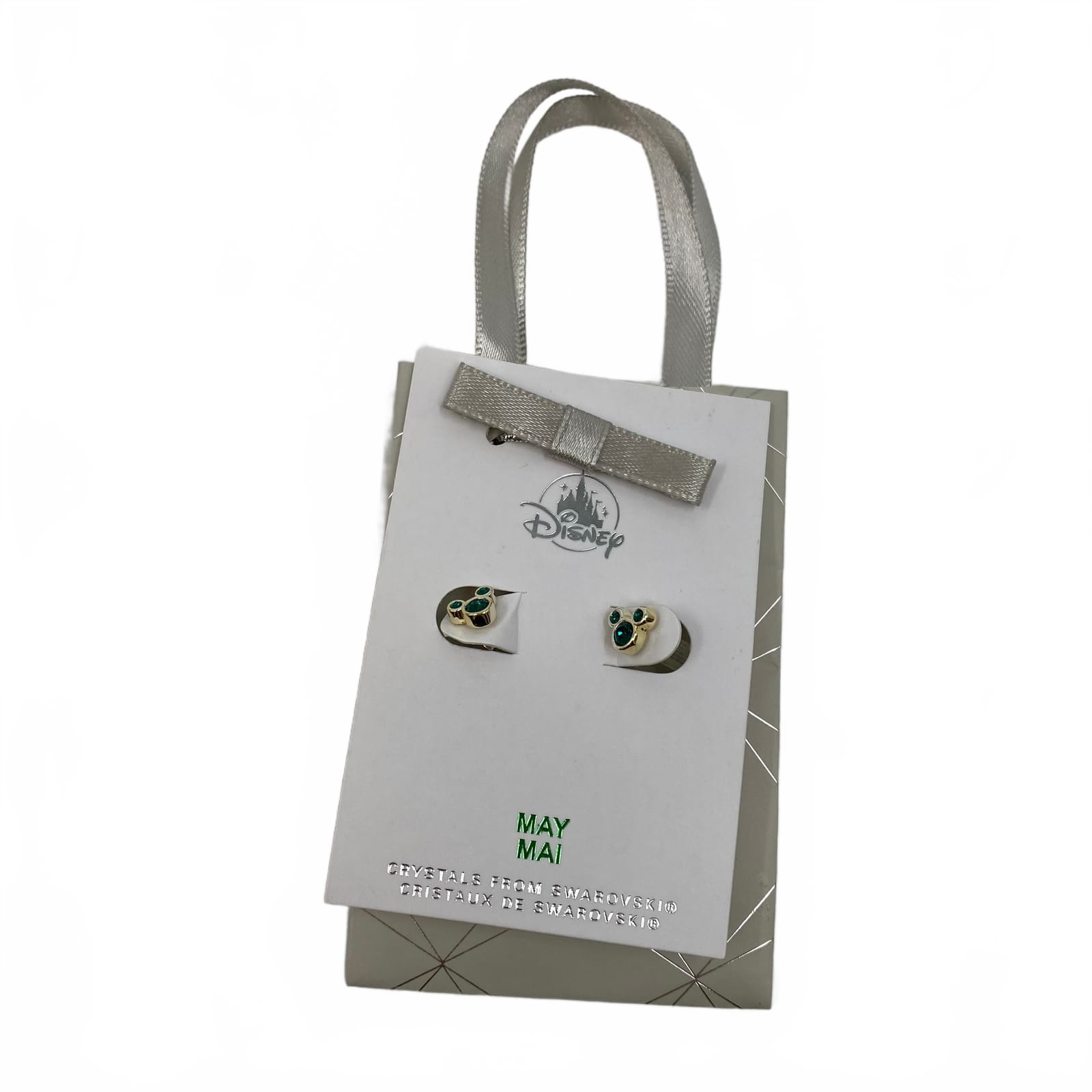 Swarovski Green Gold Mickey Stud Earrings Swarovski Green Gold Mickey ...