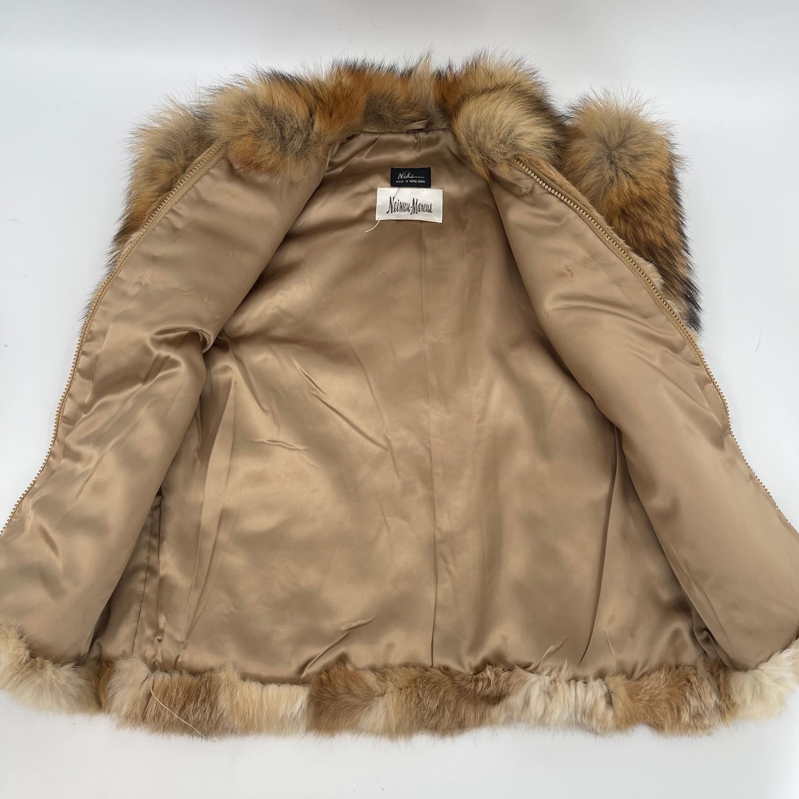 Neiman Marcus Tan Full Zip Fur Vest Neiman Marcus Tan Full Zip Fur Vest ...