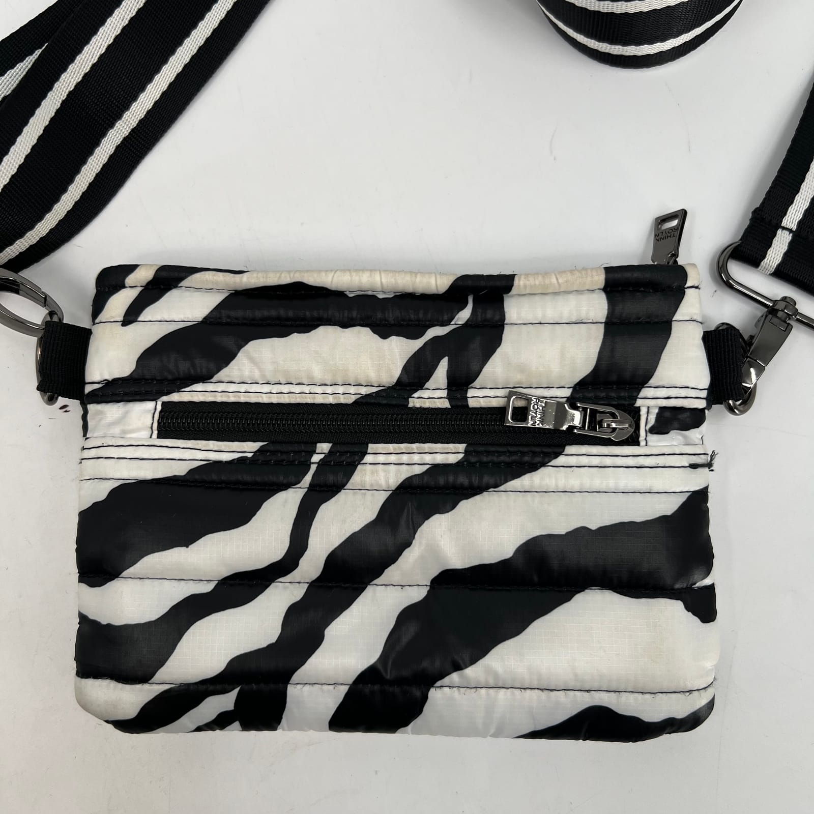 Think Rolyn Black Zebra Print Puffer Crossbody Bag Think Rolyn Black ...