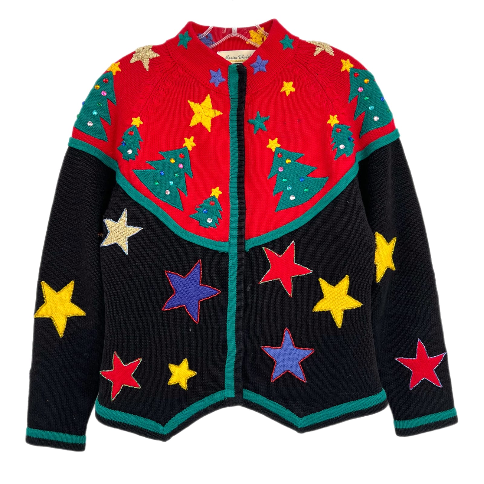 Marisa Christina Red Black Beaded Christmas Cardigan Marisa Christina ...