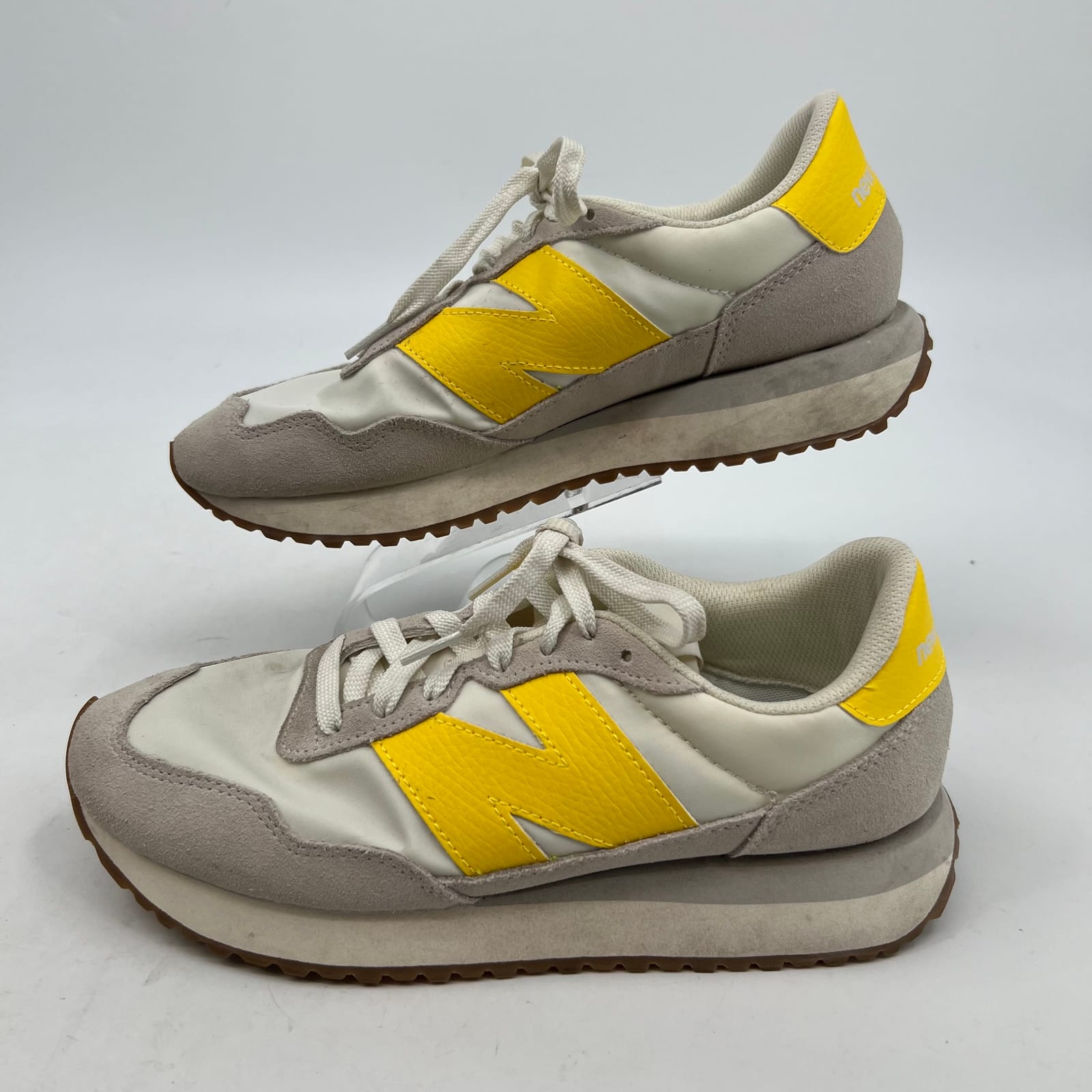 New Balance Gray/Yellow Lace-Up Athletic Sneakers New Balance Gray ...