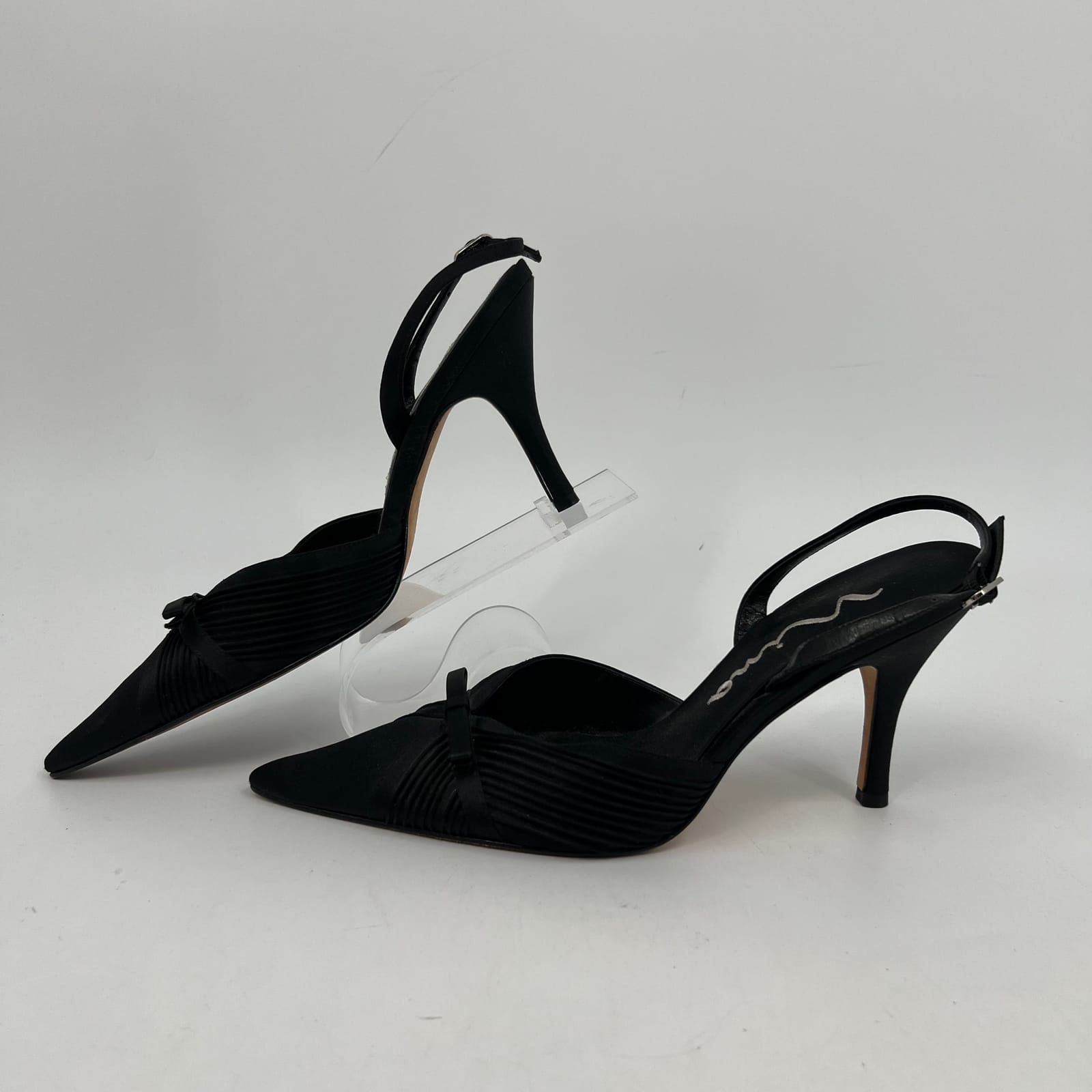 Nina Black Satin Slingback Stiletto Heels Nina Black Satin Slingback ...