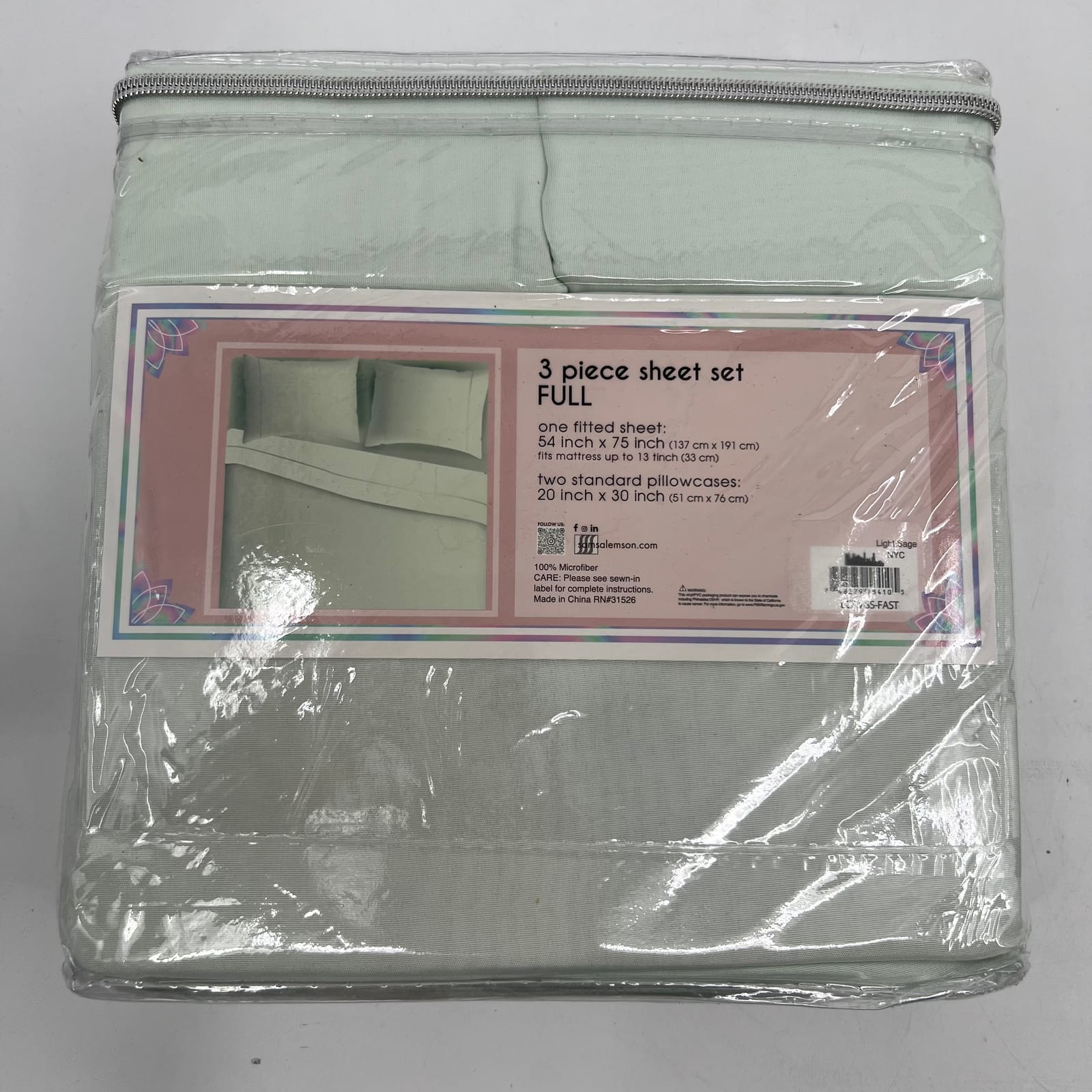 Lulu & Coco Light Sage 3pc FULL Sheet Set Lulu & Coco Light Sage 3pc ...