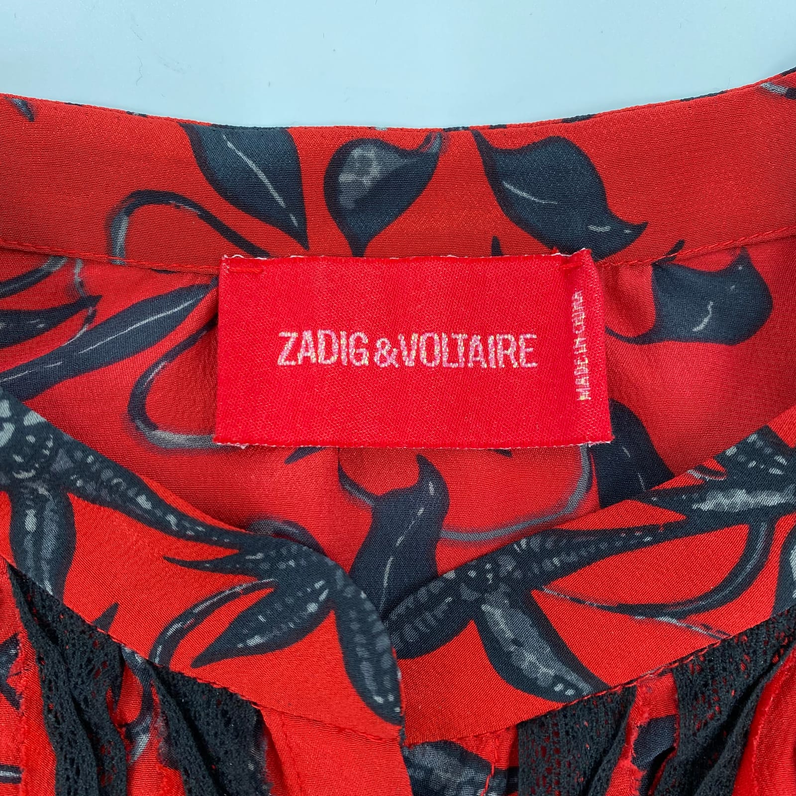 Zadig & Voltaire Red Black Floral Button Up Blouse Zadig & Voltaire Red ...