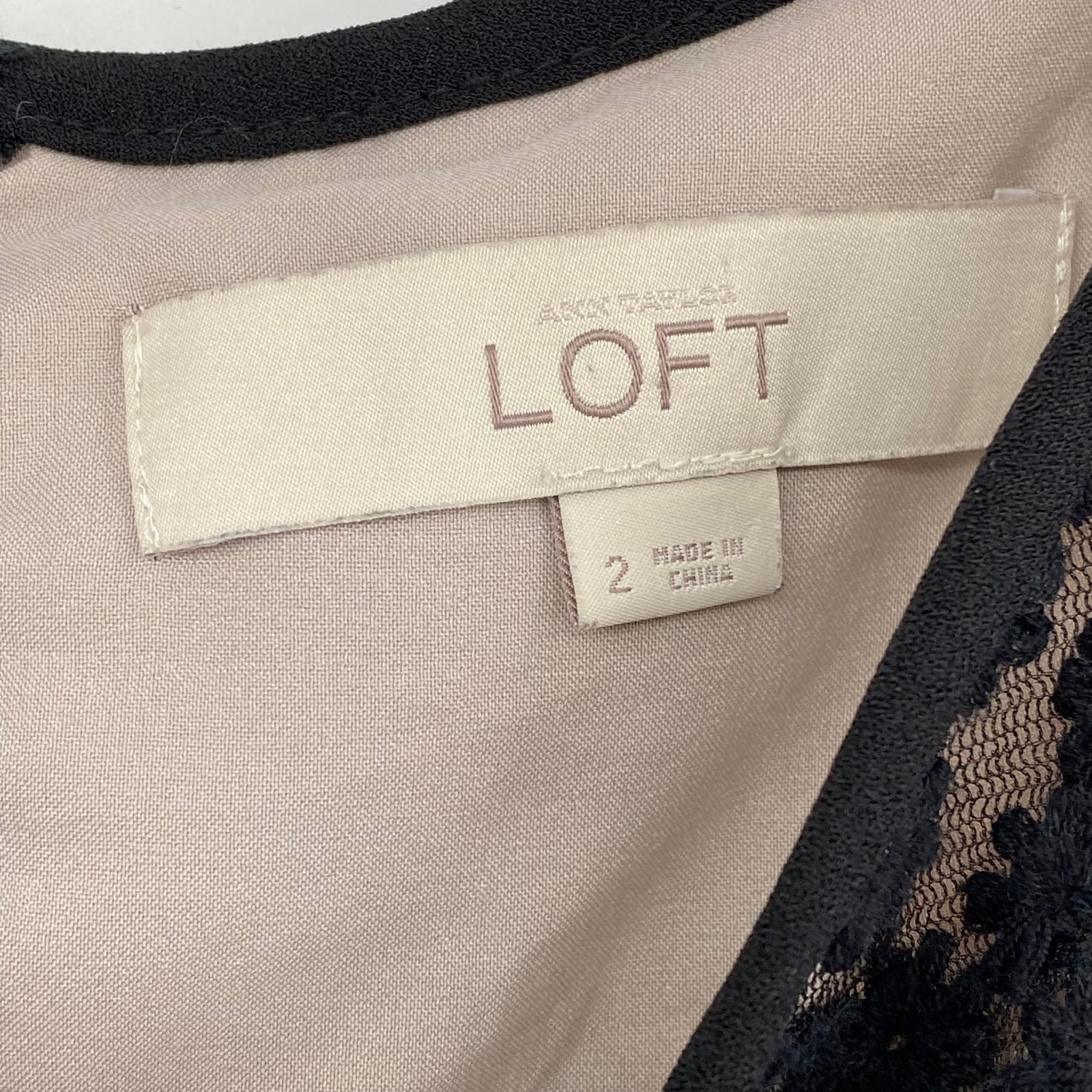 LOFT Black Beige Lace Top Mini Dress LOFT Black Beige Lace Top Mini ...