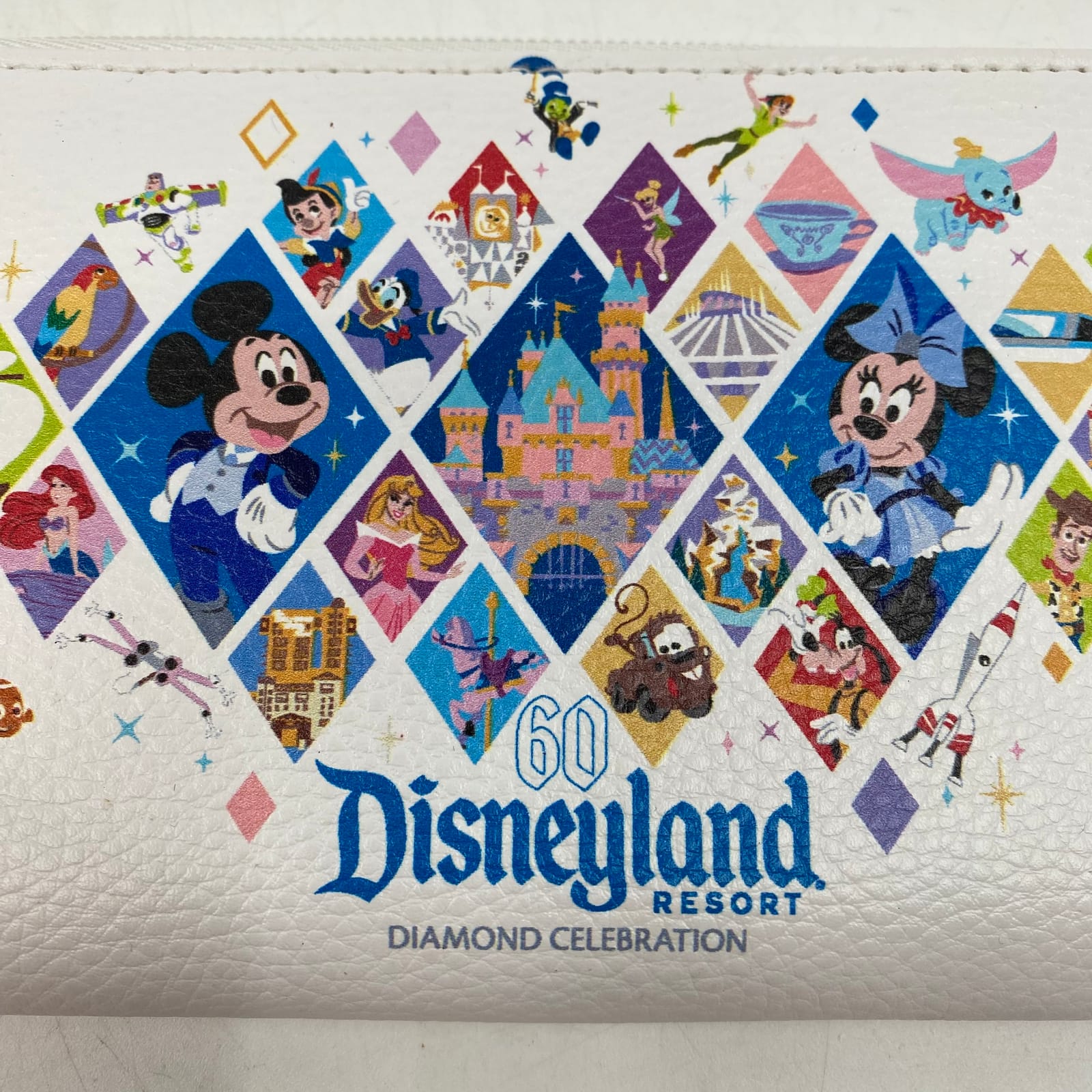 Disney White Blue Disneyland Diamond Celebration Zip-Around Wallet ...