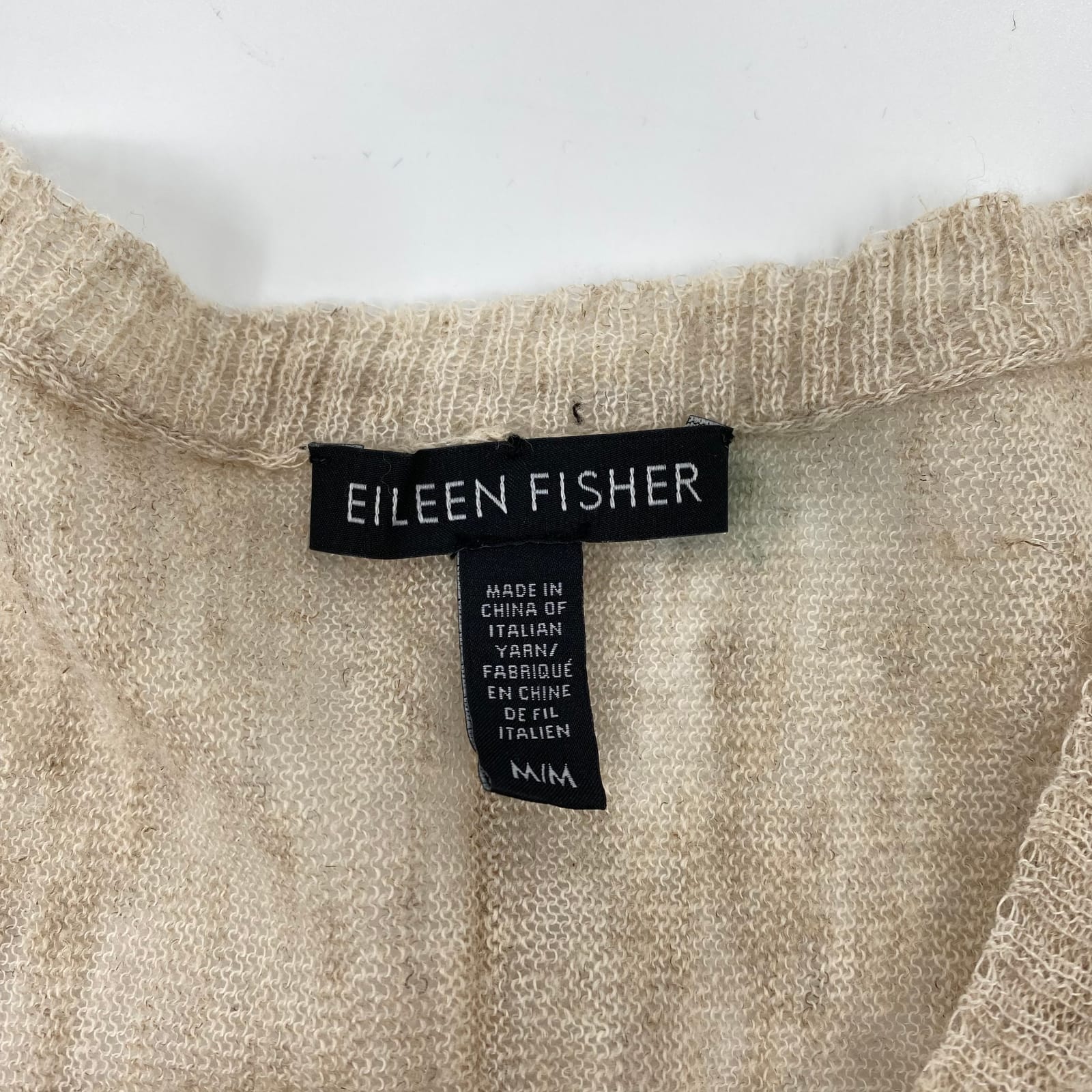 Eileen Fisher Beige V-Neck 3/4 Sleeve Sweater Eileen Fisher Beige V ...