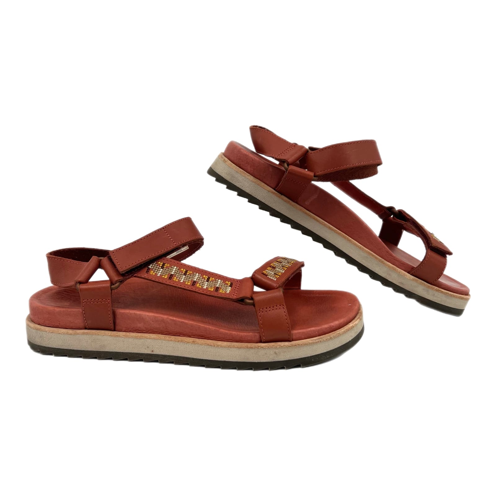 Merrell Red Adjustable Strap Leather Sandals Merrell Red Adjustable ...