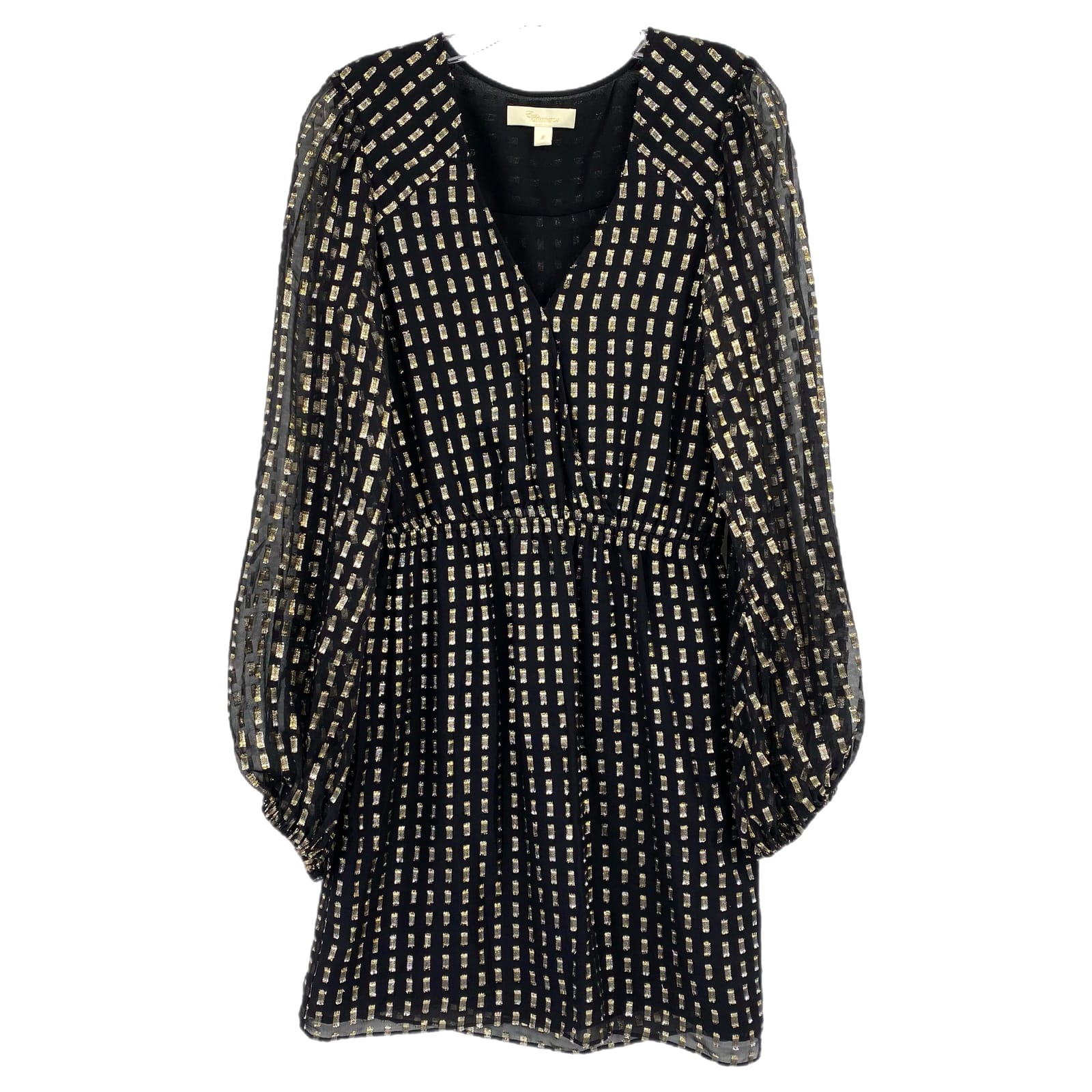 Erin Fetherston Black Gold Puff Sleeve Mini Dress Erin Fetherston Black ...