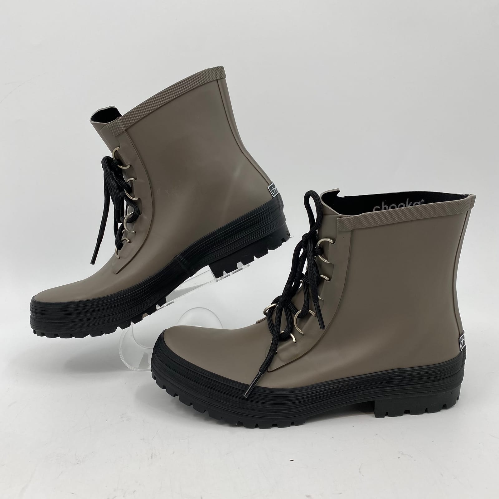 Chooka Gray Black Ava Lace Up Rain Boots Chooka Gray Black Ava Lace Up ...