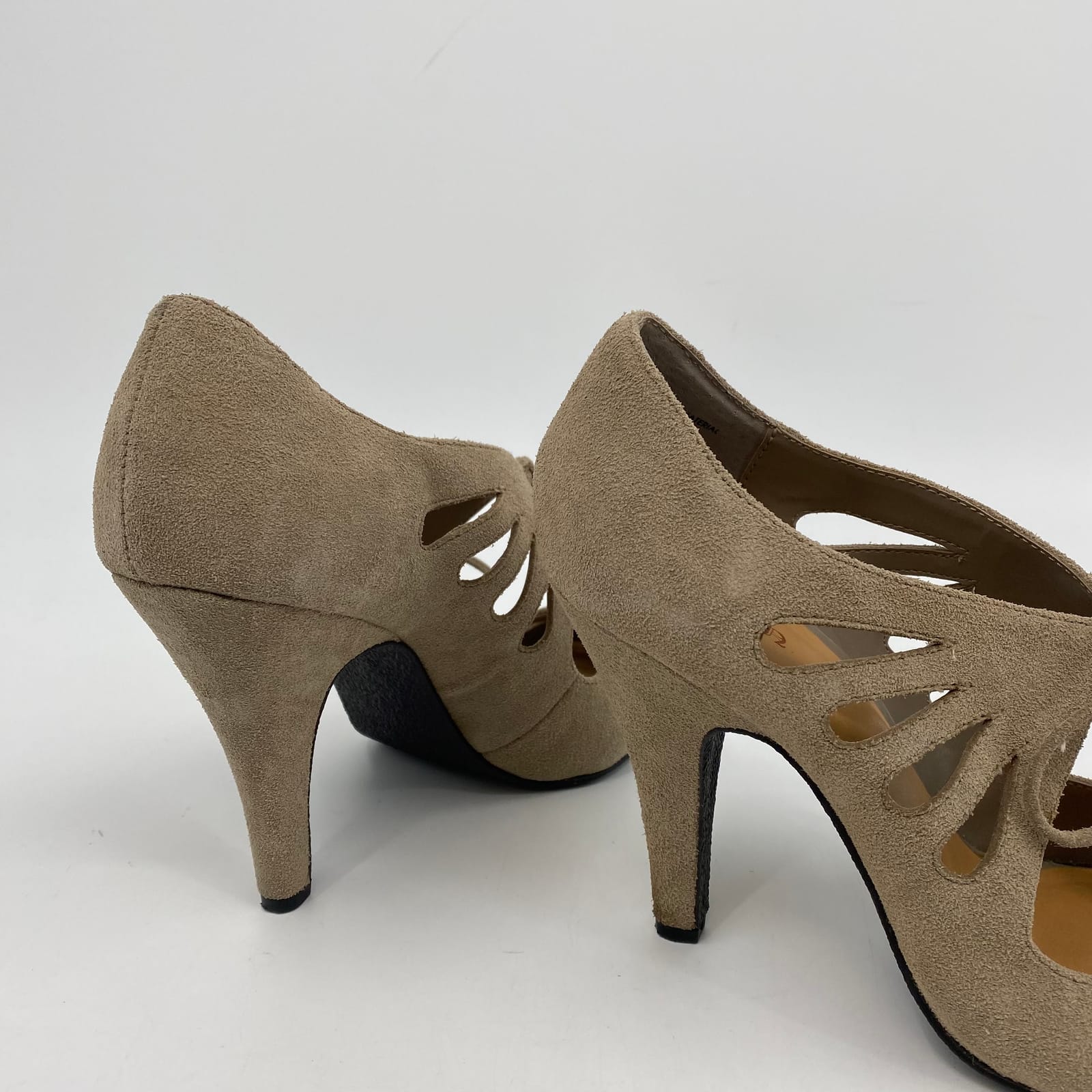 Crown Vintage Beige Suede Cutout Heels Crown Vintage Beige Suede Cutout ...