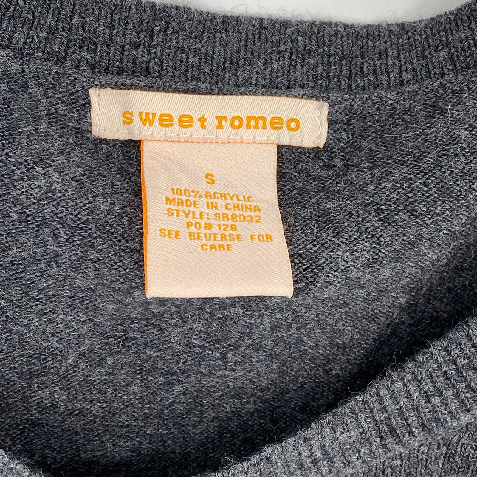 Sweet Romeo Gray Acrylic Sweater Sweet Romeo Gray Acrylic Sweater Size ...