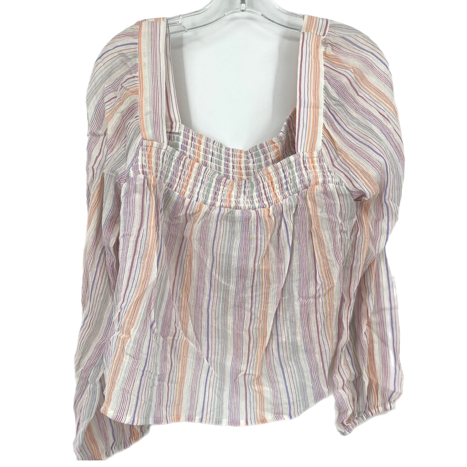 BCBGeneration Pink Striped Long Sleeve Blouse BCBGeneration Pink Striped Long Sleeve Blouse Size ...