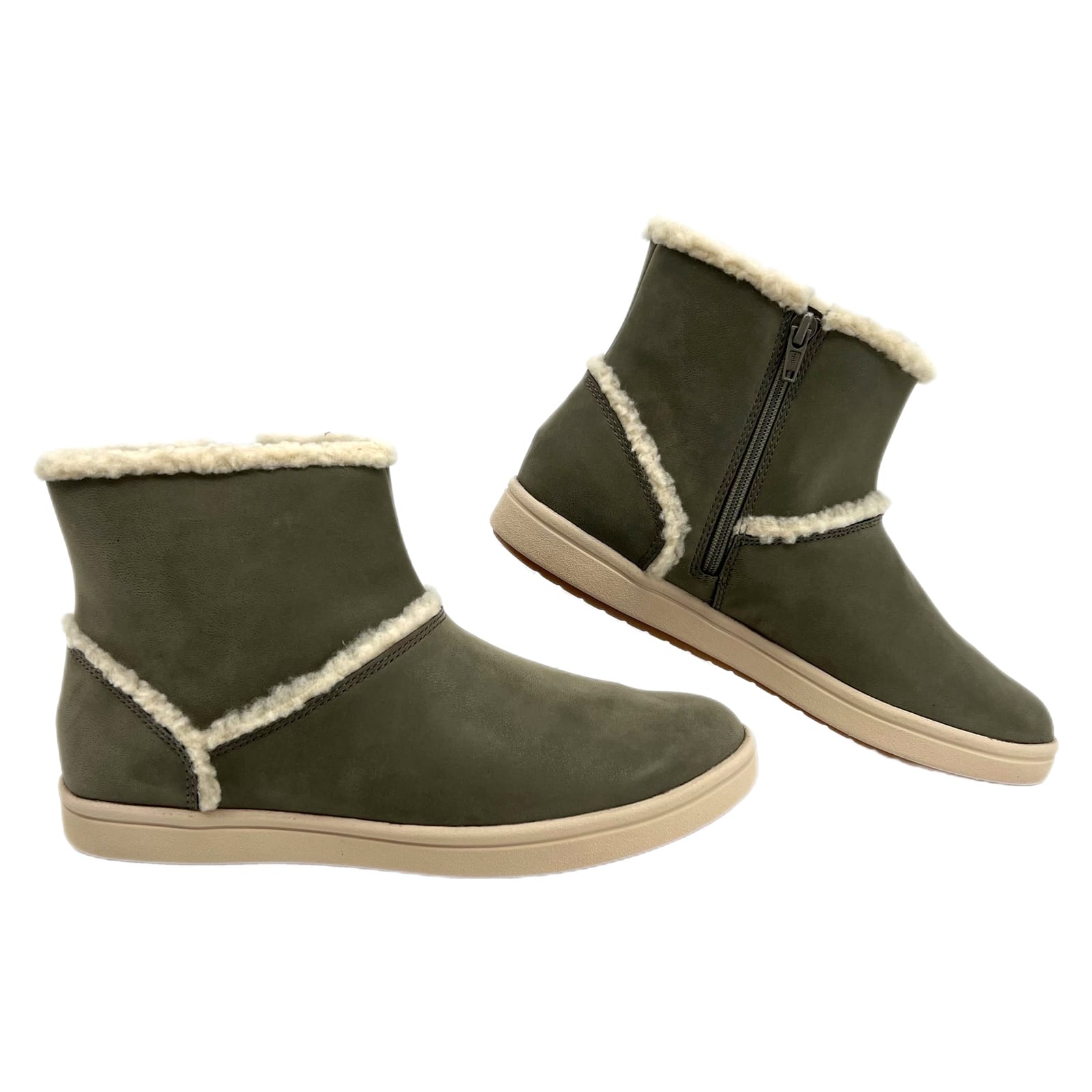 Clarks Green Cream Cloudstepper Ankle Booties Clarks Green Cream ...