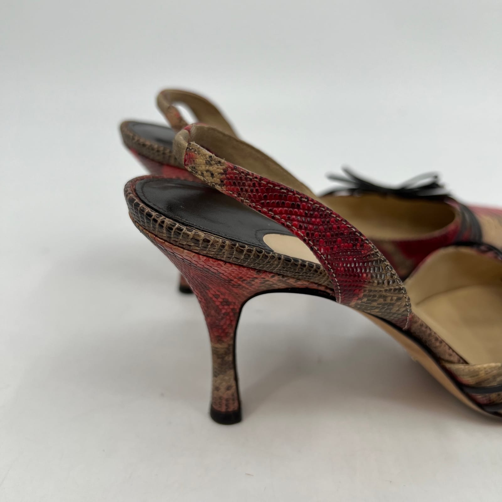 Alexandra Neel Red Beige Bow Slingback Heels Alexandra Neel Red Beige ...