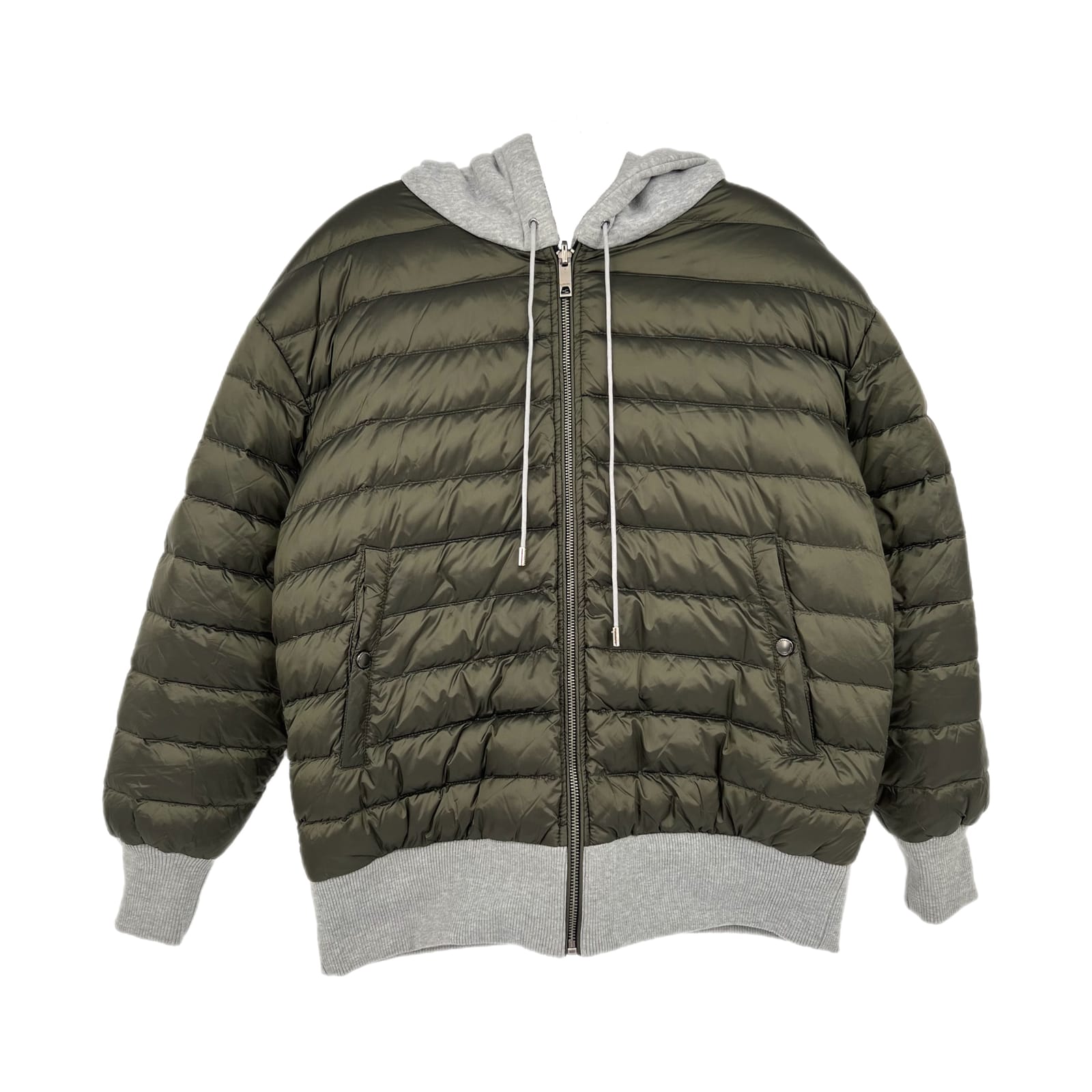 Burberry Green & Gray Langleigh Reversible Hooded Bomber Jacket ...