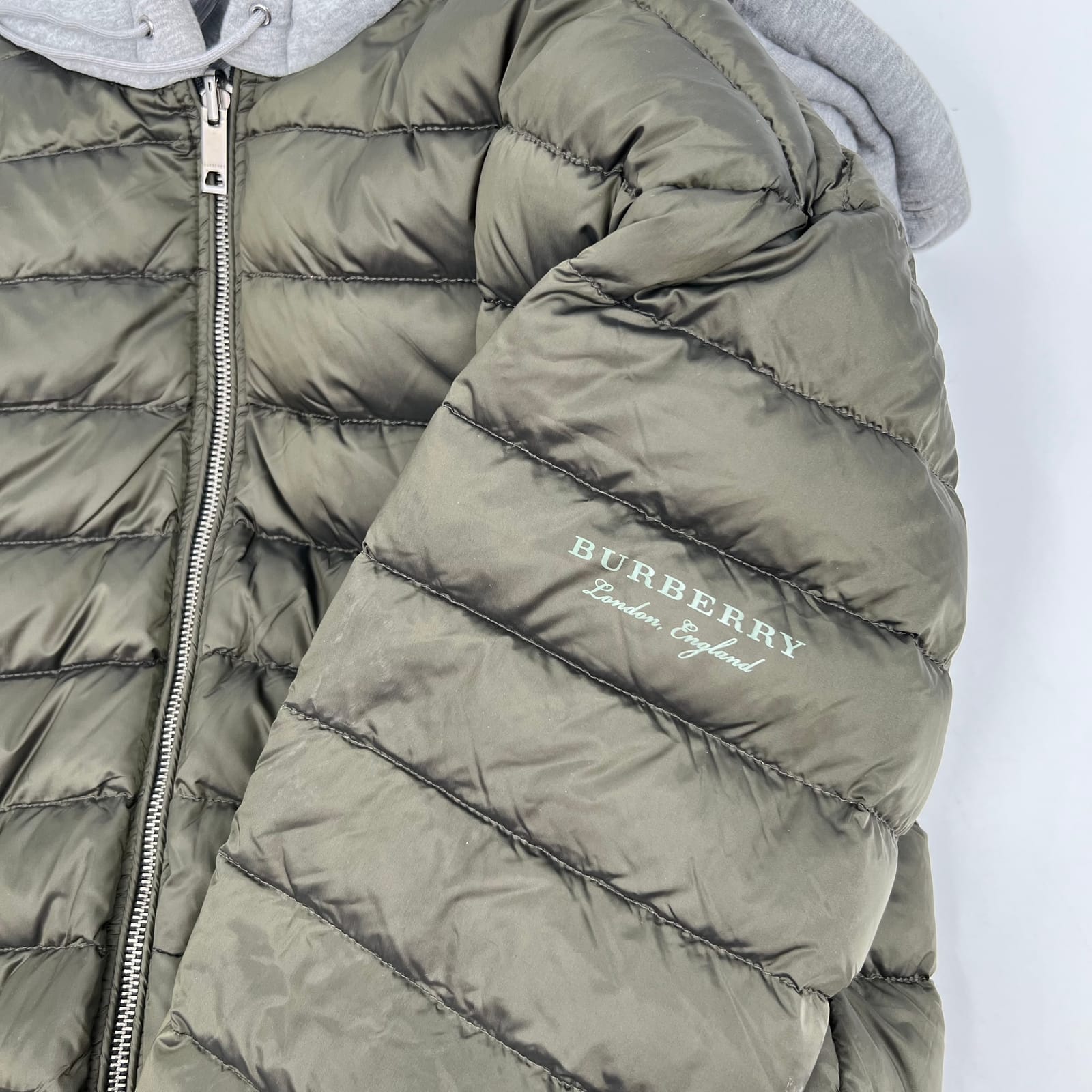 Burberry Green & Gray Langleigh Reversible Hooded Bomber Jacket ...