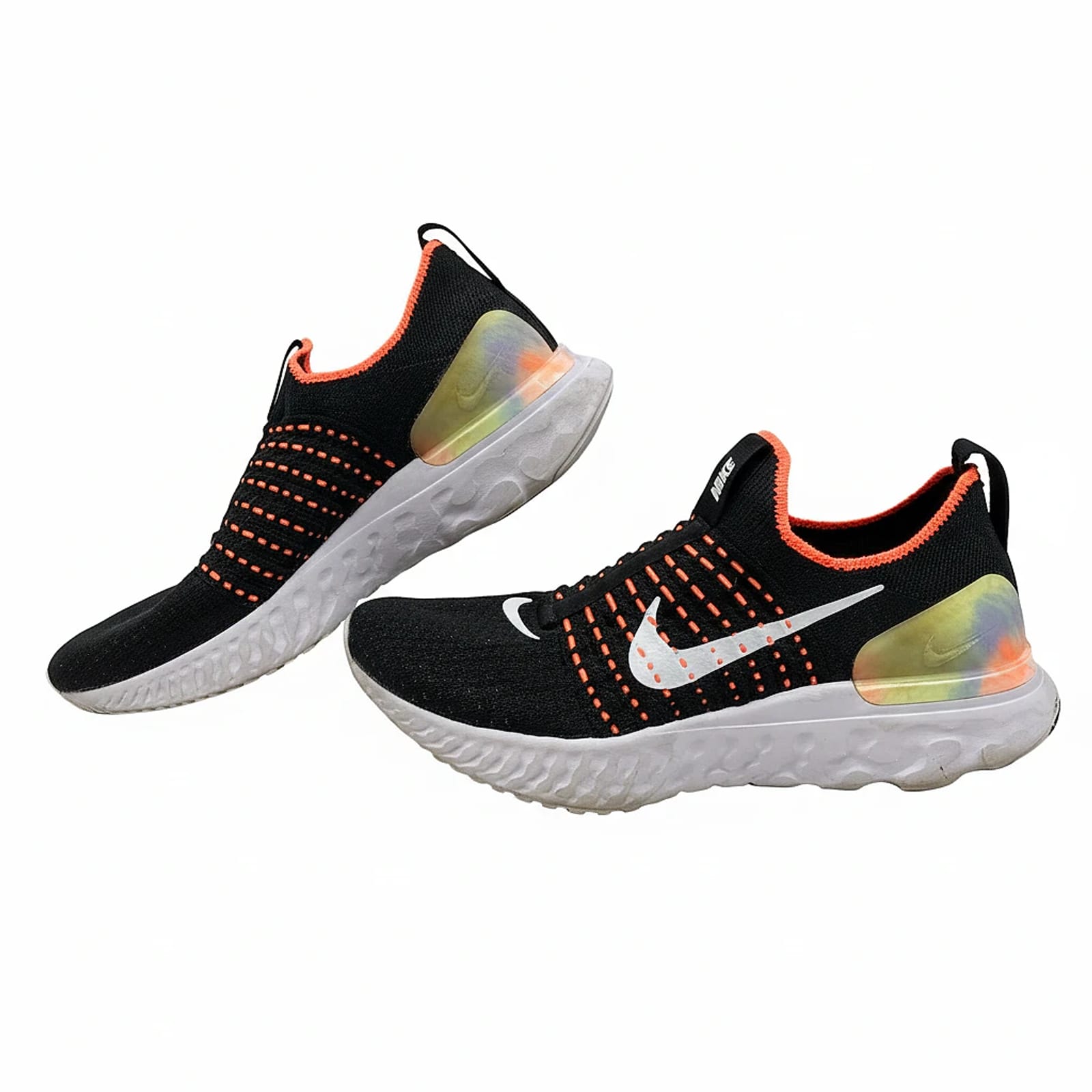 Nike Black Orange React Phantom Flyknit Slip-On Sneakers Nike Black ...